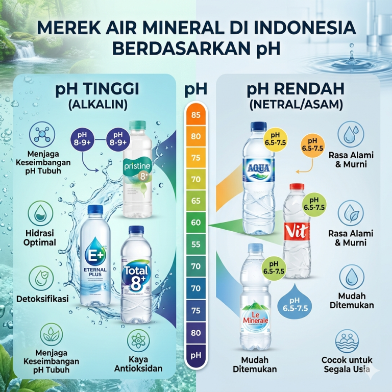 Merek Air Mineral di Indonesia Berdasarkan pH Tinggi dan Rendah - Media MK